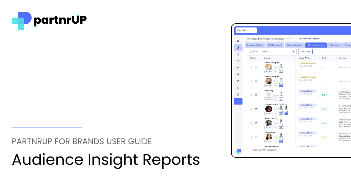 Audience Insight Reports | partnrUP for Brands User Guide